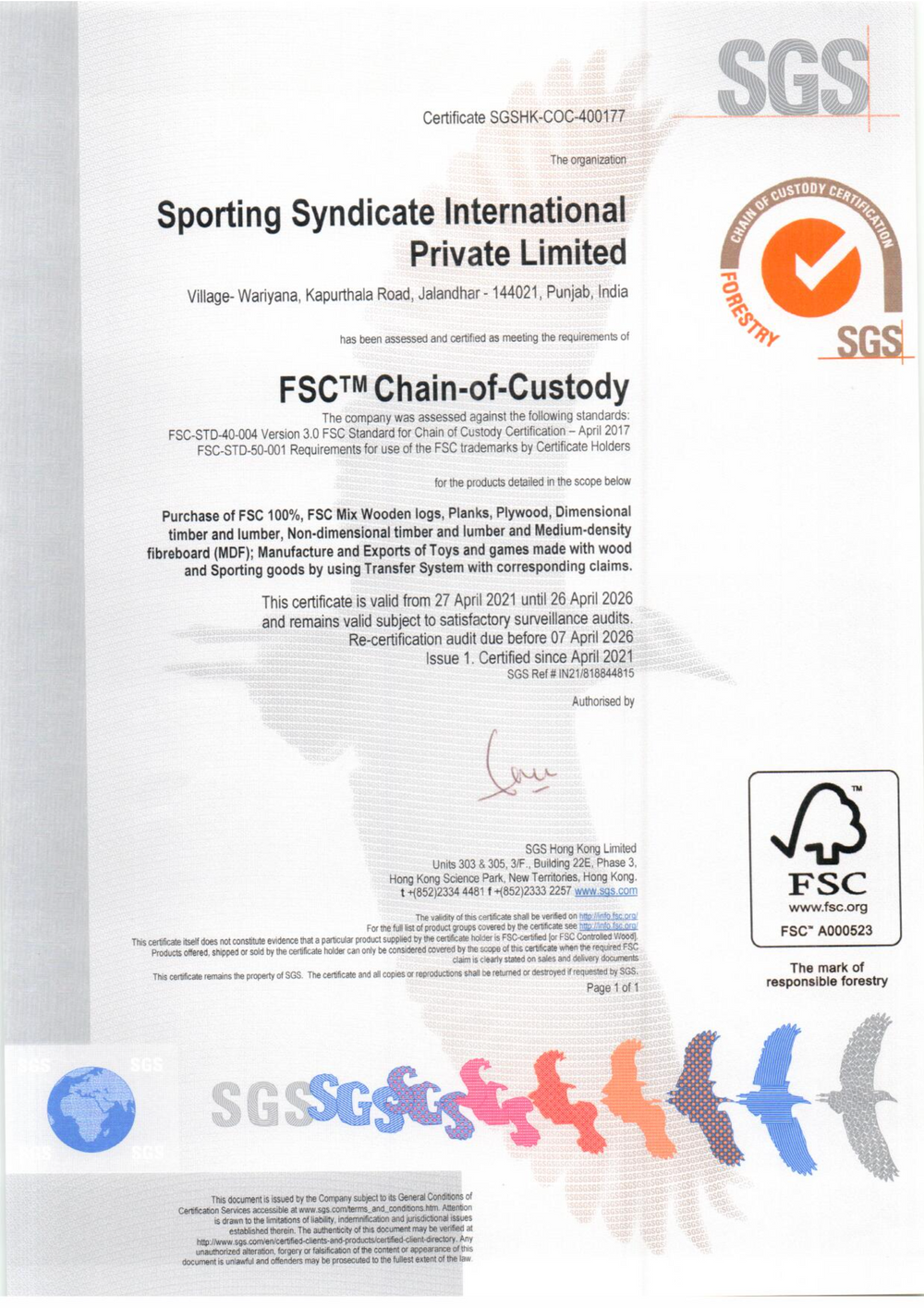 Our Certifications – Sporting Syndicate International